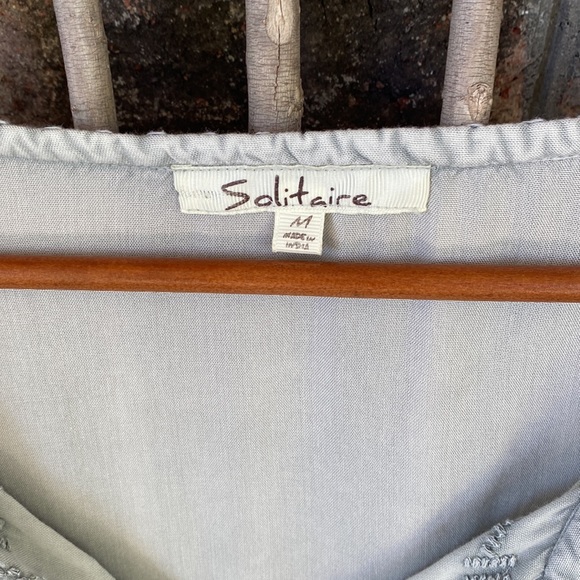 Solitaire | Tops | Solitaire Short Sleeve Embroidered Boho Style Pale ...
